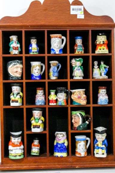 Antique miniature tea cup collection with wall cabinet - Hallmarks ...