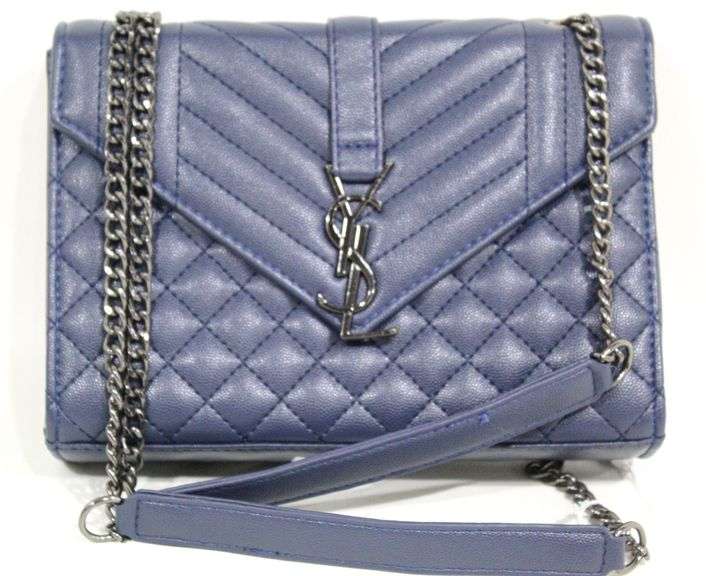 Saint Laurent Envelope Shoulder Bag - blue embossed leather with ...