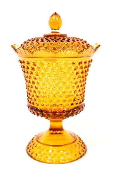 Fenton Hobnail Amber (Colonial Amber) Footed Urn & Lid - 12 x 8 ...