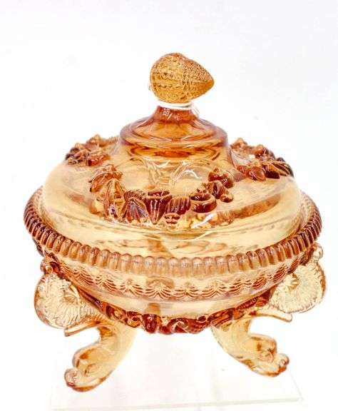 Westmoreland Handmade Glass Footed Candy Dish with Lid. Argonaut Shell ...