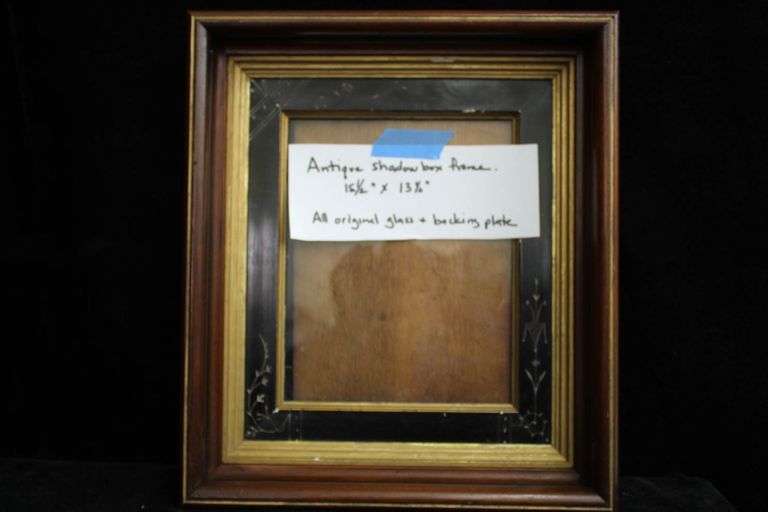 Antique Shadowbox Frame with original glass & backing plate 15-1/2"x13 ...