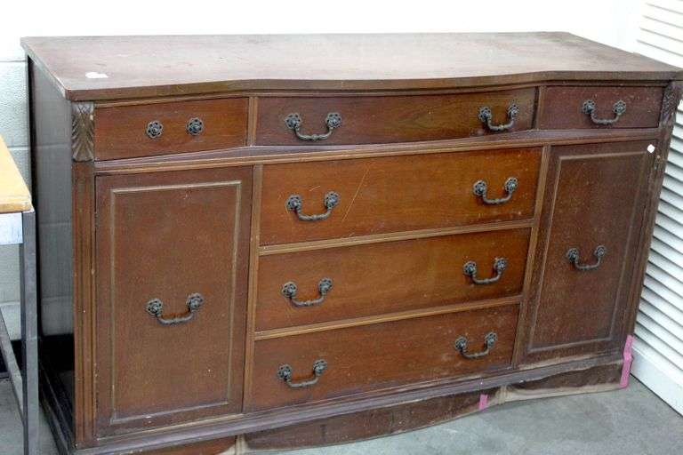 Wooden vintage sideboard/buffet table with original hardware, 60"x20 ...