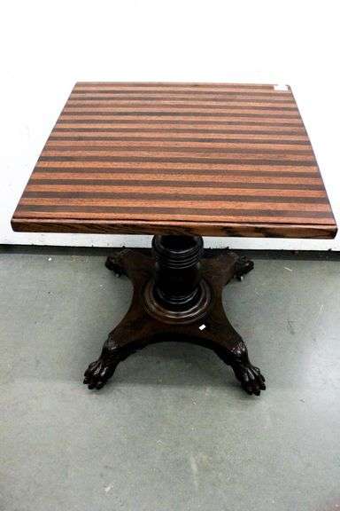 Unusual paw foot pedestal base butcher block top accent centerpiece ...