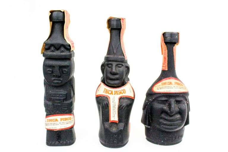 Inca Pisco Glass Lima Peru Vintage Black Collectible Bottles - three ...