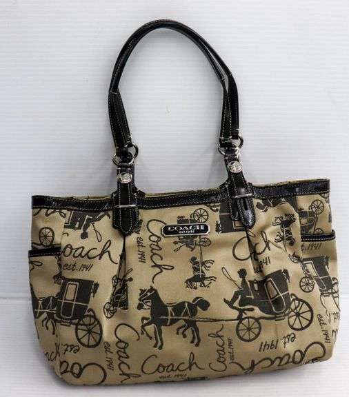 Coach Label Signature Horse and Carriage Stagecoach Handbag - Bunting ...
