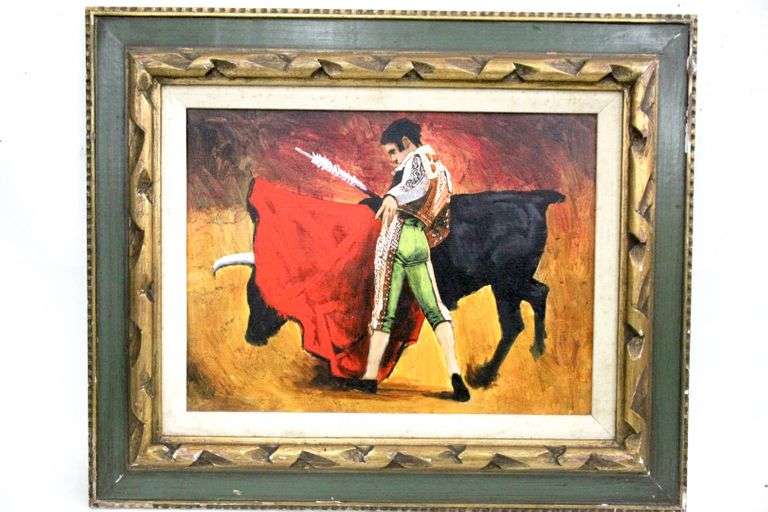 "Bull Fight" Wolf (notation on back of frame) Matador Bullfighter ...