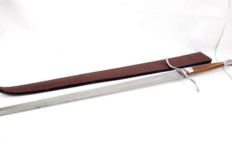 Two-Handed Extra Large Sword with Wooden Handle, 47". Includes sheath ...