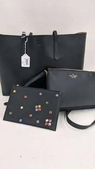 Kate Spade label black tote bag (15"x11") -and- shoulder bag (10"x7 ...