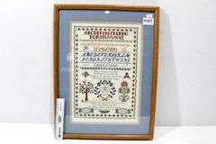 Cross Stitch handwork Sampler - 19 x 15 - Bunting Online Auctions