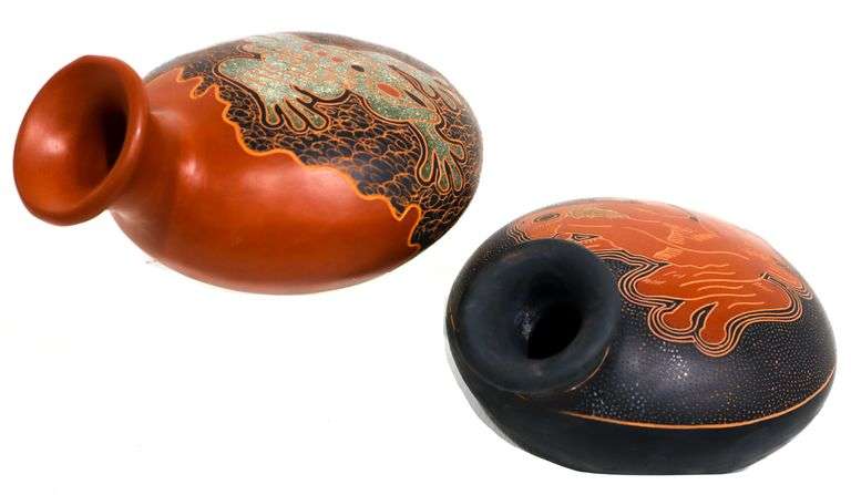 Helio Gutierrez - signed works - Nicaraguan Folk Art Pottery - Two ...