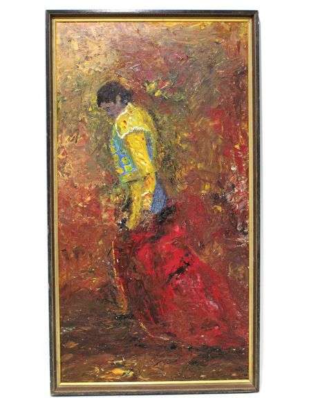 Bull Fighting - Standing Matador Original work in Oil . - 17.5 x 31 ...