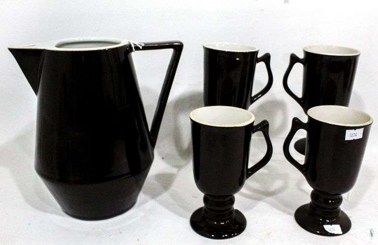 Hall Pottery 1271 Vintage Footed Pedestal Irish Coffee Cups 6 ...