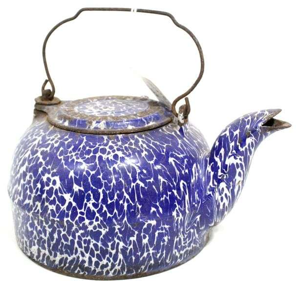 Antique Splatter Ware Graniteware Kettle - May be Attributed to the ...