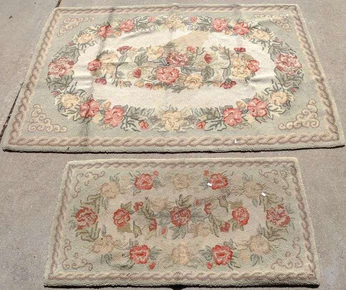 Vintage Hand Hooked Floral Area Rugs by "Hand Hooks Manor House ...