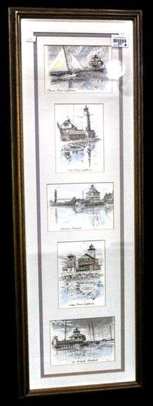 Edmund S. Spinney - Vintage Set of Five Hand Watercolored Prints ...
