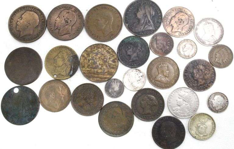 Vintage Foreign and domestic coins , Includes 1910 Australia Shilling ...