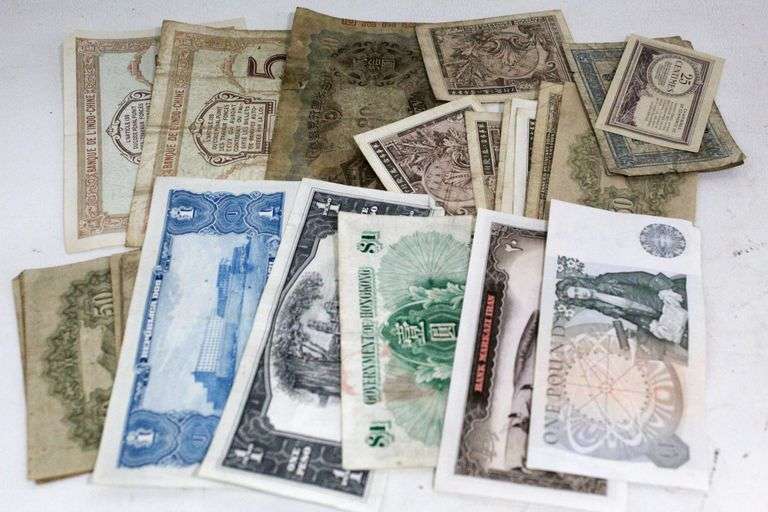 Foreign Currency Collection , Includes WW1 French army scrip , French ...