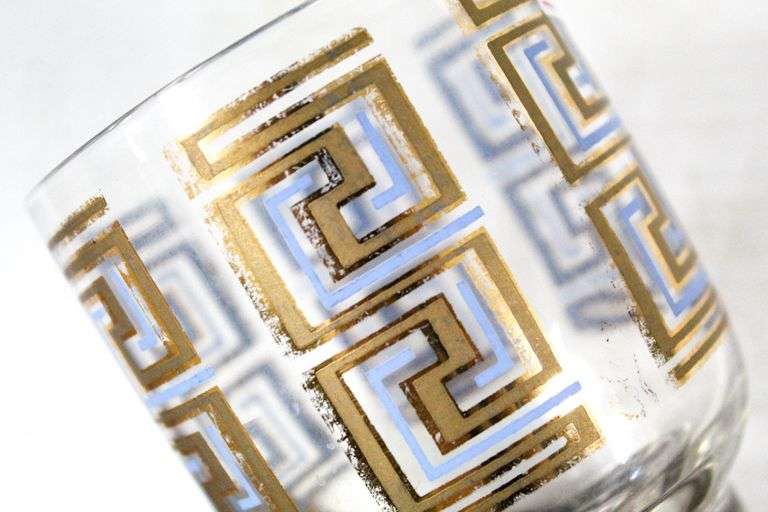 Vintage Greek Key Motif Old-Fashioned Glassware - May be Attributed to ...