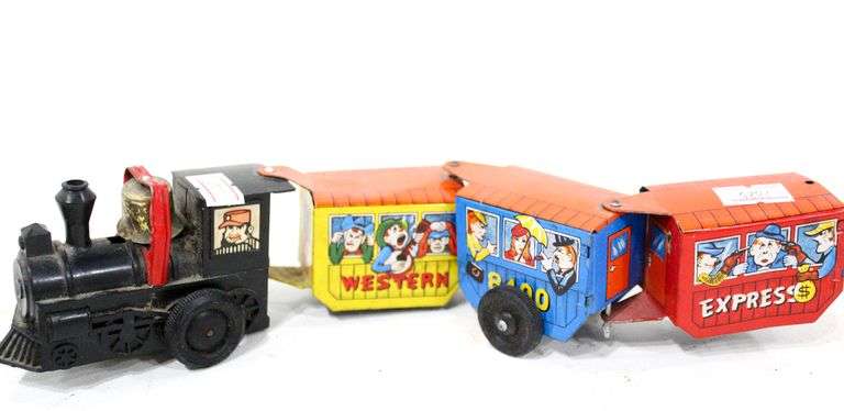 Vintage TT Toys Zig-Zag Comic Express Tin Train Western Wind-up Toy Ca. 1970s Made in Japan ...