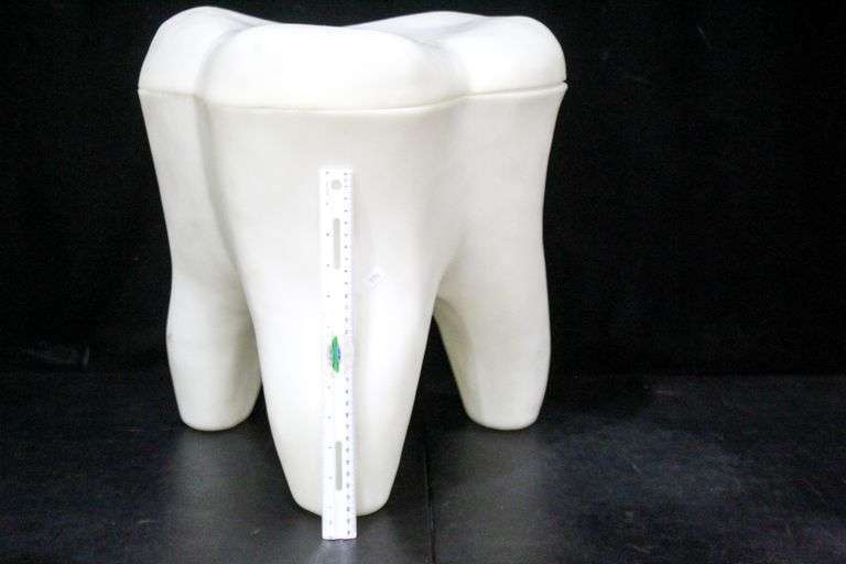 Tooth Shaped Canister / stool with Lid - 17 x 15 - Bunting Online Auctions