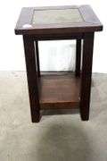 Stone/Slate Insert Top Side Accent Table - Bunting Online Auctions