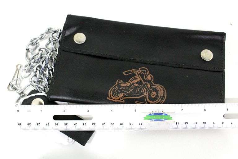 Genuine Leather Motorcycle/Trucker Chain Wallet, Interior Zipper ...
