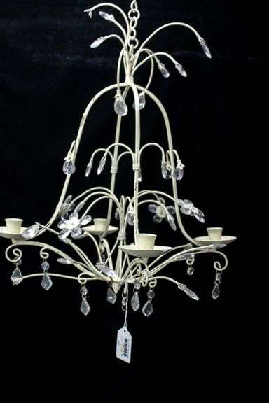 Sculptured Metal and Prisms Hanging Candle Chandelier - Bunting Online ...