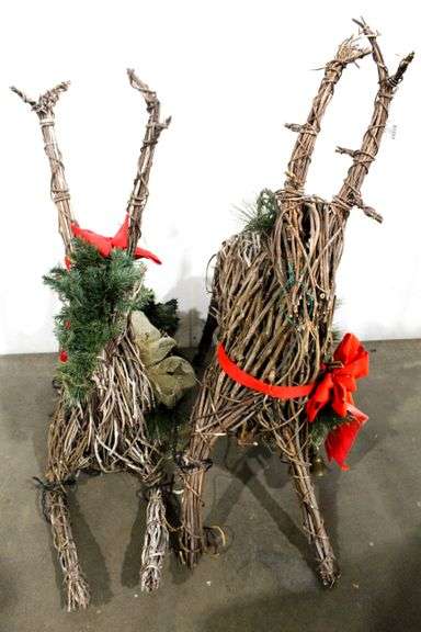 Grapevine Reindeer One Laying Down and One Standing - Bunting Online ...