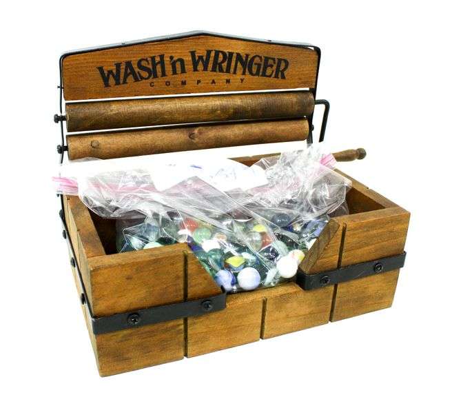 "Wash'n Wringer Company" Wooden Display Box with Marbles - Bunting ...