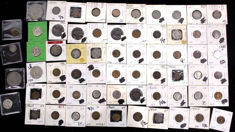 Coin Collection - Over 60 Coins. Large Pennies - 1828, 1842, 1845, 1846 ...