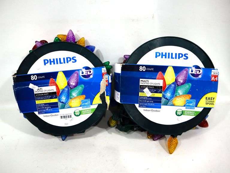 Multi Color Faceted LED Christmas Lights by Philips - Two Rolls ...