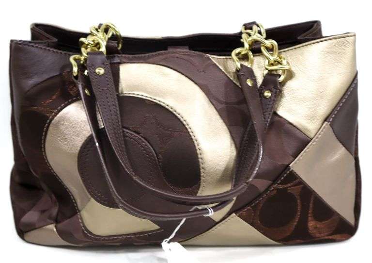 Coach Patchwork Leather Chain Handle Tote Bag - Bunting Online Auctions