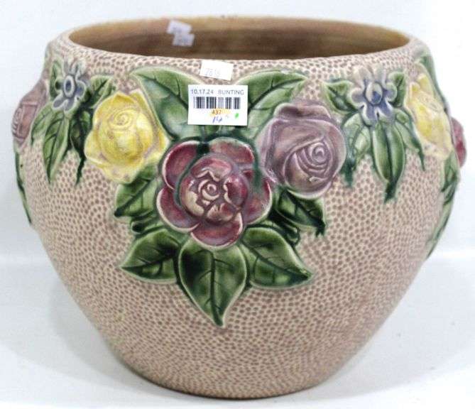Roseville Rozane Floral Rose Pottery Ceramic Jardiniere Bowl. 14 ...