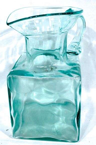 Square Glass Bubble Optic Aqua Blue Green Water Pitcher - Bunting ...
