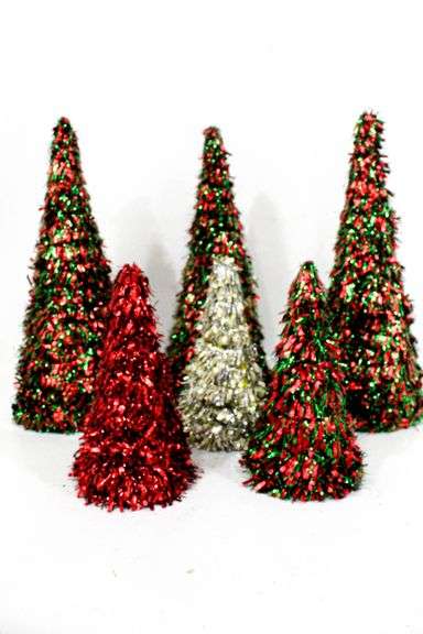 Tinsel Table Top Holiday Trees (6) - Bunting Online Auctions