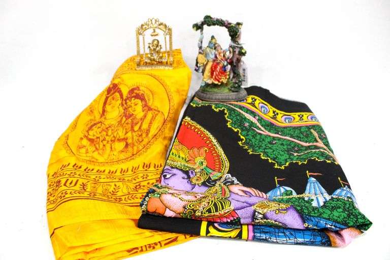 Hindu Art and Textiles Collection: Radha Krishna on Swing by Julan ...