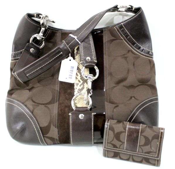 COACH Signature Logo Hampton Python Shoulder Handbag. - Bunting Online ...