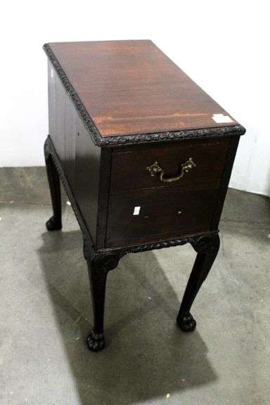 Antique Two-Drawer Paw-Foot End Table - 25 x 13 x 22 - Bunting Online ...