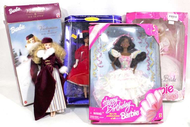 Vintage Barbies - 1995 Happy Birthday Barbie, 1962 Fashion Barbie Reproduction, 1992 Romantic ...