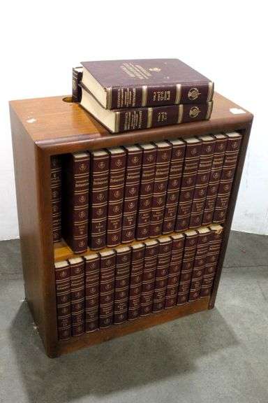 Wood Shelf and Encyclopedia Britannica (Multiple Volumes) and More ...