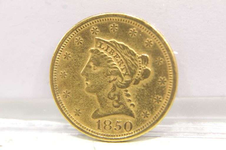 Gold 1850-P $2.50 Liberty Head Gold Quarter Eagle - Bunting Online Auctions