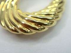 14 KT Gold large twisted hoop Earrings, snap bar closure. (12.3 gm ...