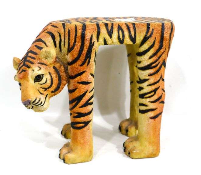 Novelty "Tiger" Figural Table Stool - 11 x 13 - Bunting Online Auctions