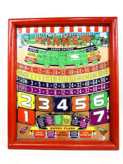 "Winner" Horse Race Vintage 1-ball Gambling Pinball Machine Backglass ...