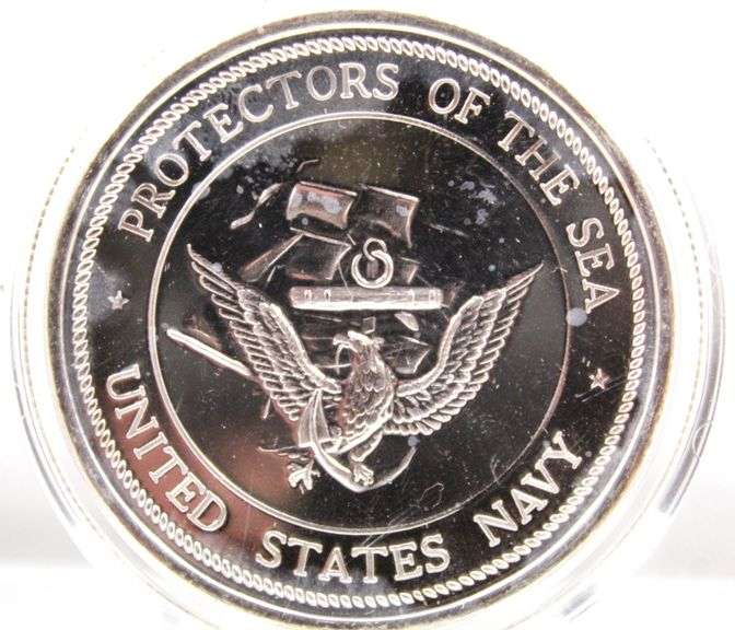 .999 Silver 1 OZ art Round , US Navy and Great Seal of the United ...