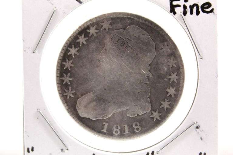 1818 "Capped Bust" Half Dollar. Marked Very Rare, Fine. - Bunting ...