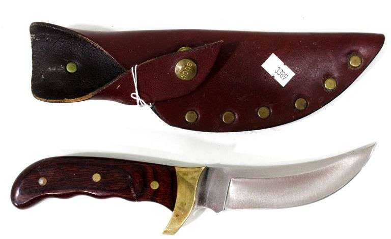 Buck Kalinga , curved / fixed blade hunting knife with scabbard ...