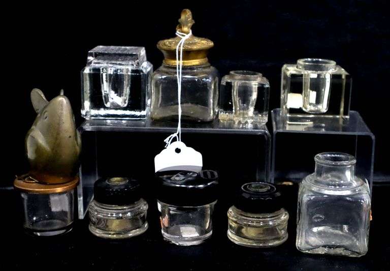 Fabulous Collection of Vintage Glass Crystal Ink Wells and Ink Bottles ...