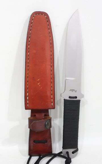 Al Polkwski Custom Tactical Knife with leather scabbard , Note : Al was ...