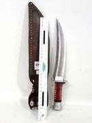 Vintage fixed curved blade hunting knife with aluminum and lucite ...